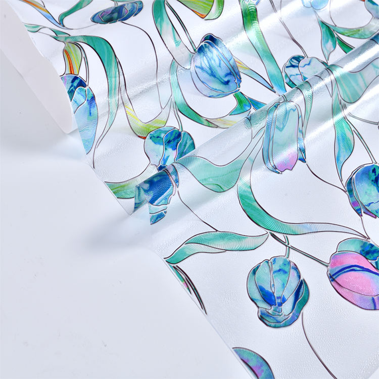 Tulip Frosted Stained Glass Privacy Window Film Blue-Fancyfix Home Decor